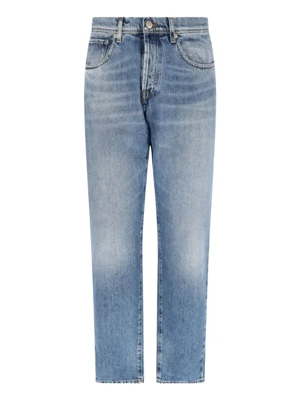 Incotex Straight Leg Jeans With Logo Patch - Blue