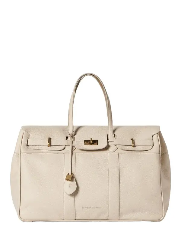 Brunello Cucinelli Deerskin Explorer Travel Bag - Ivory