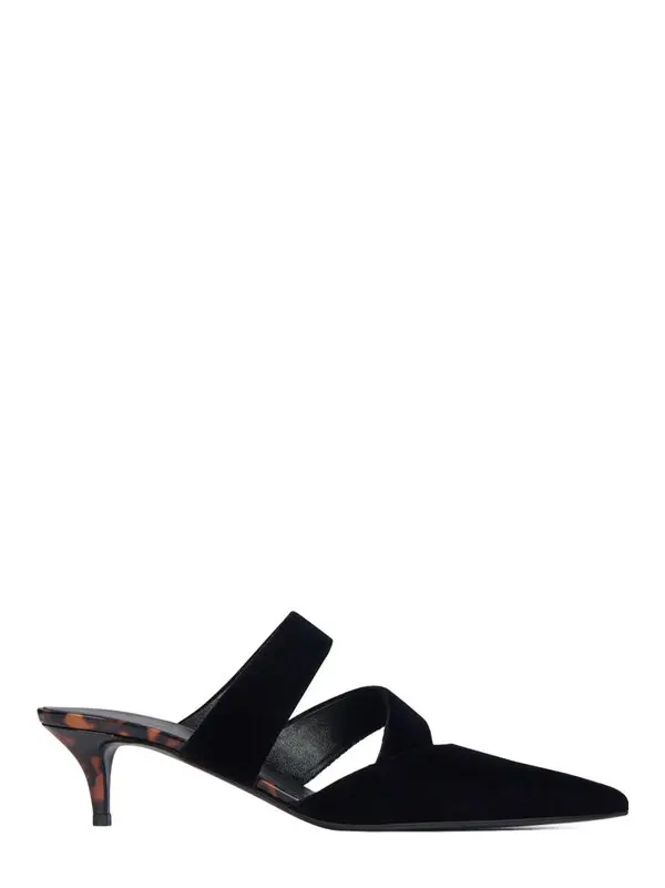 Balmain Velvet And Printed Patent Leather Mules - Black