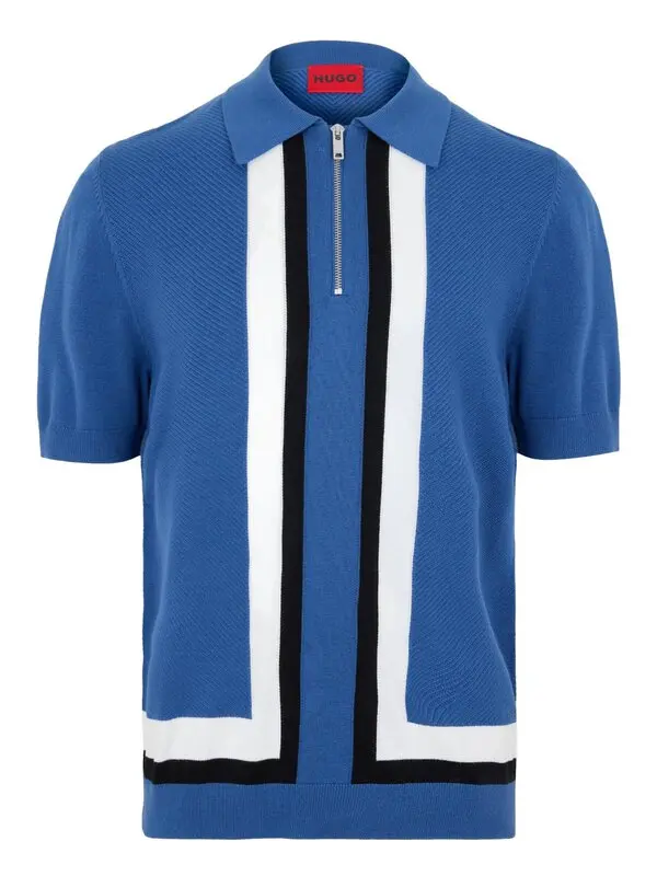 Hugo Boss Shortsleeve Knit Polo Shirt - Blue