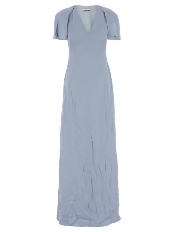 JIL SANDER V-neck Maxi Dress With Ruffled Sleeves - No
