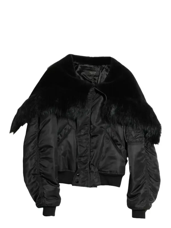 Gucci Padded Bomber Jacket With Shearling Trim - Black