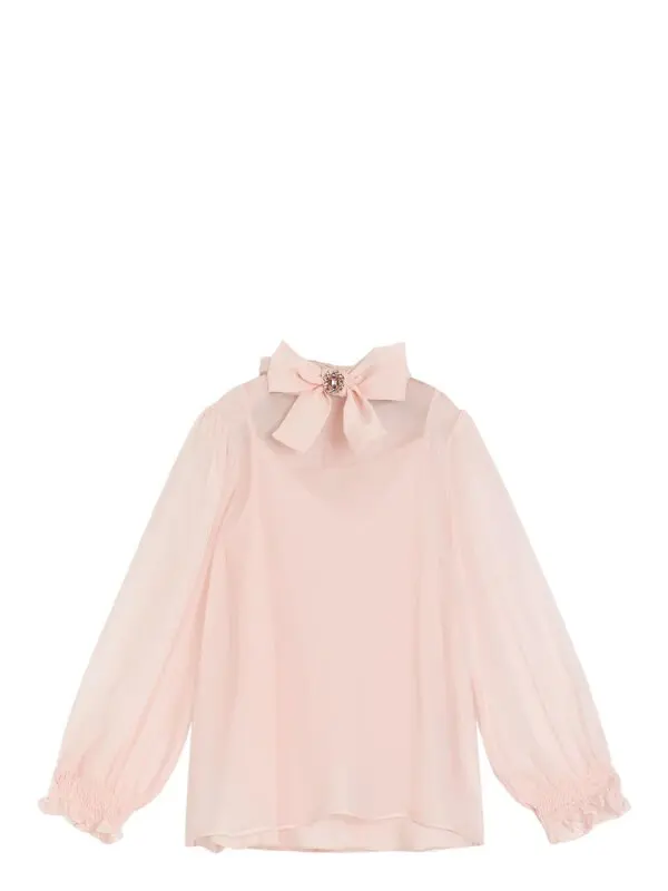 Dolce & Gabbana Sheer Chiffon Blouse With Bow Detail - Pink