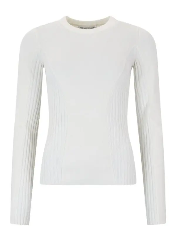 Victoria Beckham Long-sleeve Knit Pullover - White