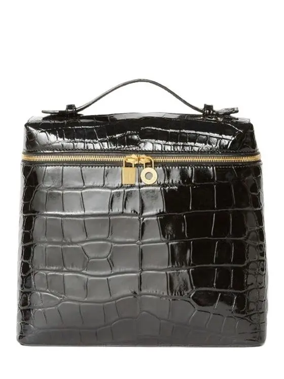 Loro Piana Extra Pocket Backpack With Gold Zippers - Black