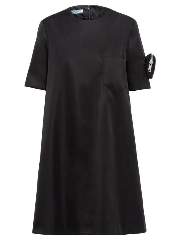 Prada Re-nylon Gabardine Dress With Enamel Logo - Black