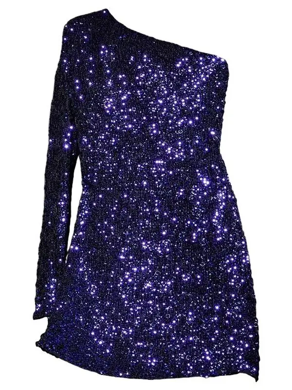 Gucci One-shoulder Sequin Dress With Long Sleeve - Black