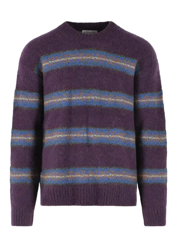 Dries Van Noten Striped Crewneck Jumper - Purple