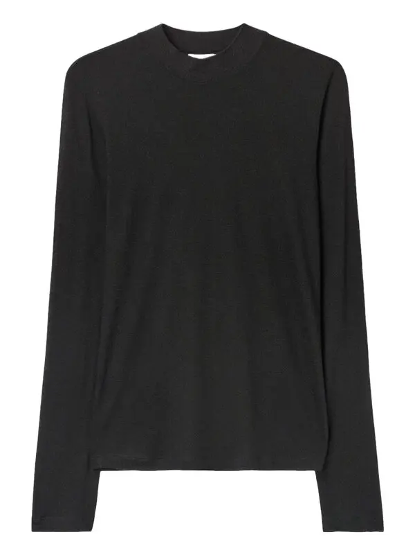 Filippa K Lyocell Cashmere Mock Neck Top - Black