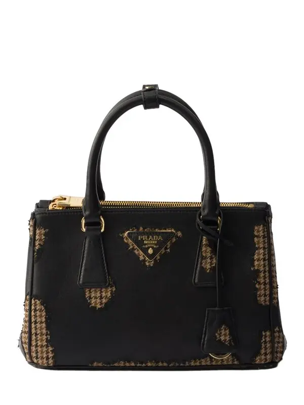 Prada Galleria Small Nappa Leather And Wool Bag - Black