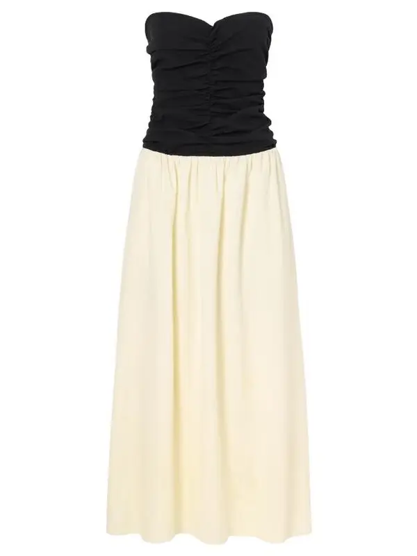Faithfull The Brand Gathered-detail Midi Dress - Black