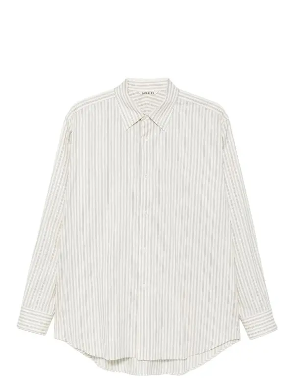 Auralee Cotton And Silk Striped Shirt - Grey