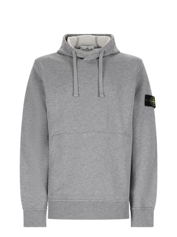 Stone Island Logo Patch Hooded Sweatshirt - Grey