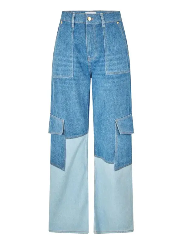 GANNI Wide-leg Cargo Jeans - Blue