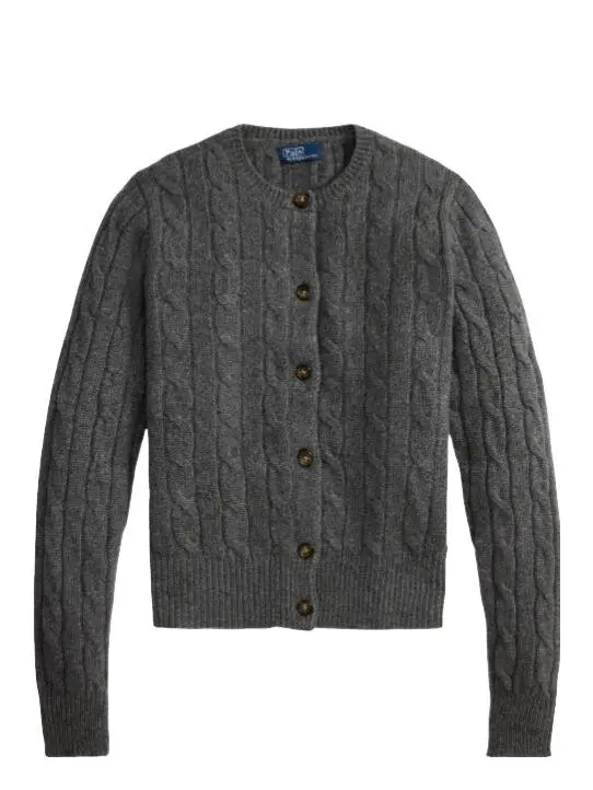 Polo Ralph Lauren Cable-knit Crewneck Cardigan - Grey