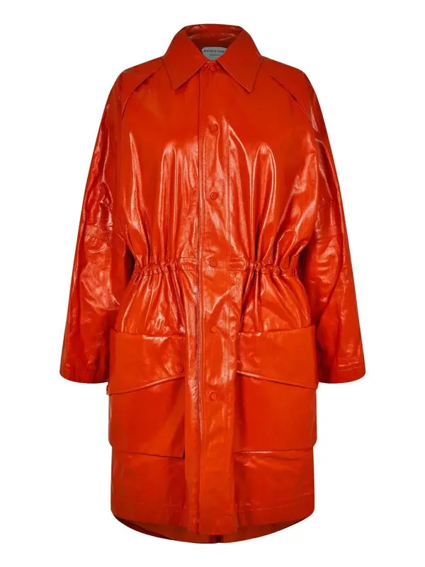 Bottega Veneta Shiny Finish Leather Parka - Orange