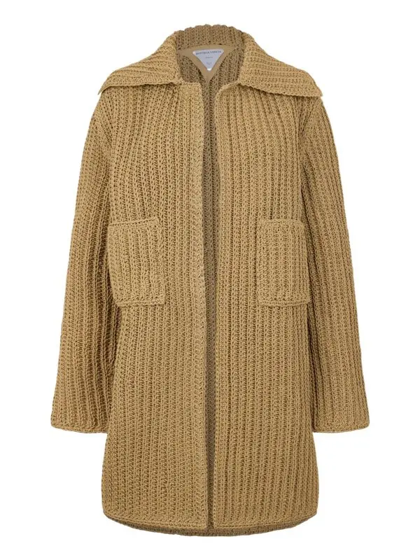 Bottega Veneta Crochet Knit Mid-length Coat - Brown
