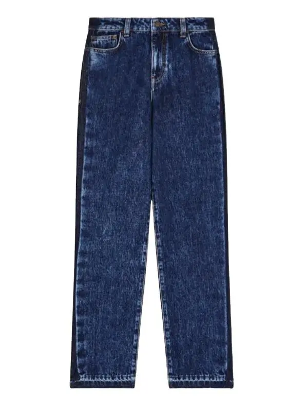Emporio Armani J3h Regular-fit Jeans In Marbled Denim With Side Band - Blue