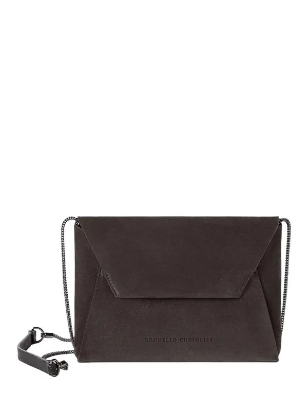 Brunello Cucinelli Duo Pochette In Suede - Pepper