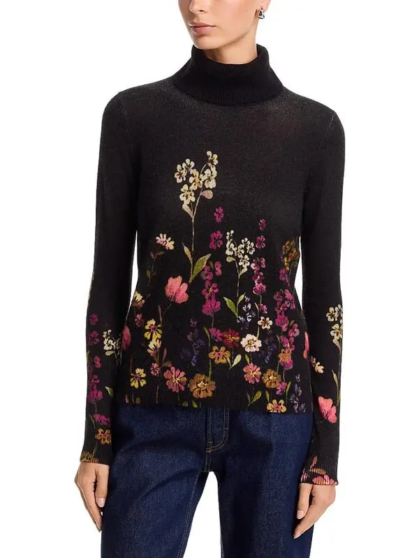 Bloomingdale'S Floral Print Turtleneck Sweater, Exclusive - Black Multi