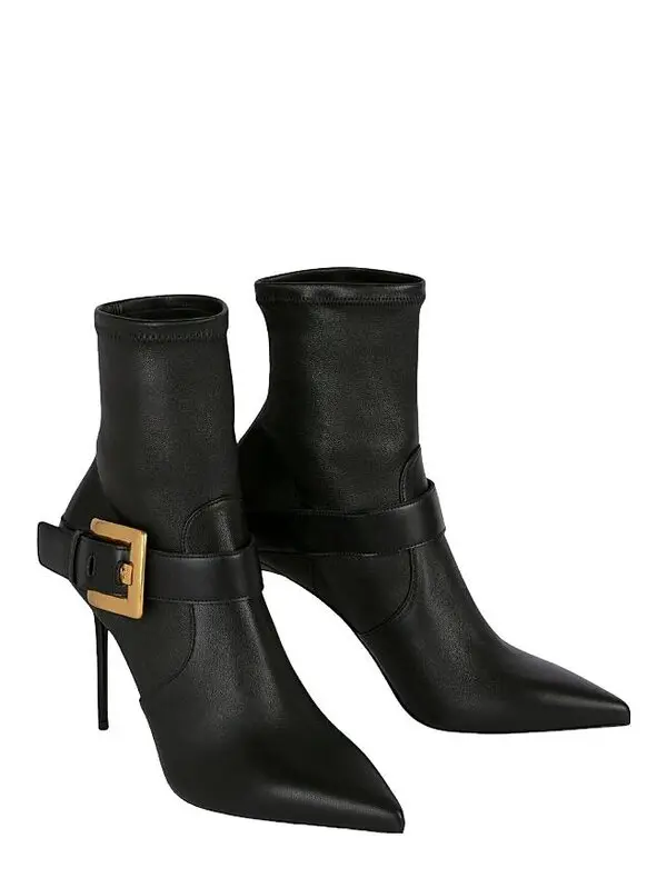 Balmain Anthem Stretch Leather Ankle Boots - Black