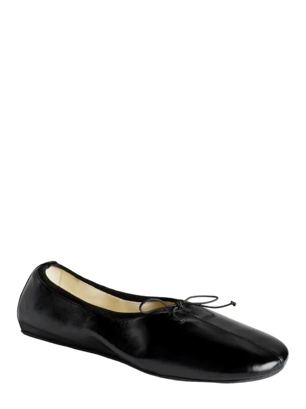 Phoebe Philo Leather Pleated Flats - Black