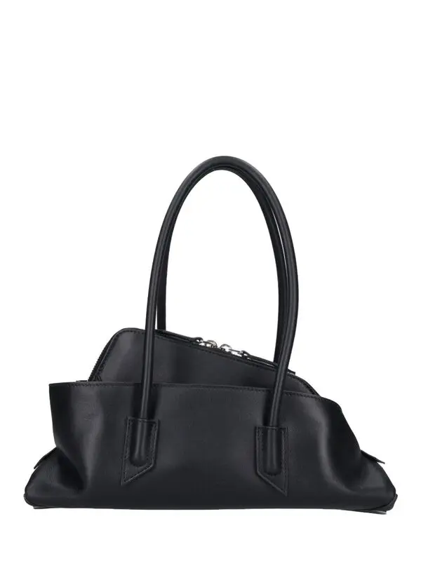 Attico Leather Top Handle Satchel Bag - Black