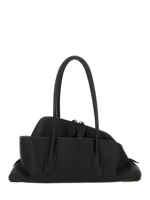 Attico Leather Top Handle Satchel Bag - Black