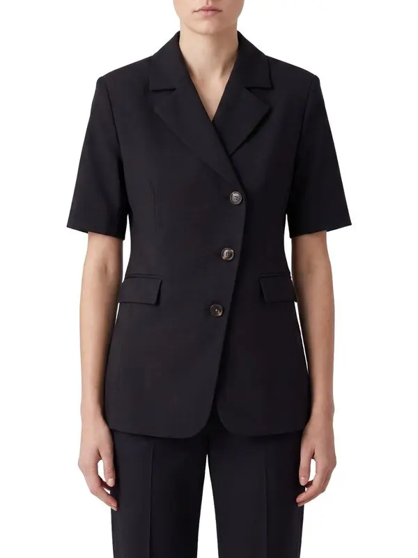 GANNI Cropped Double-breasted Organic Cotton Blazer - Black