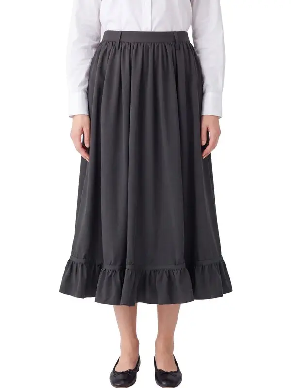 MAISON MARGIELA Ruffled Hem Midi Skirt - Grey