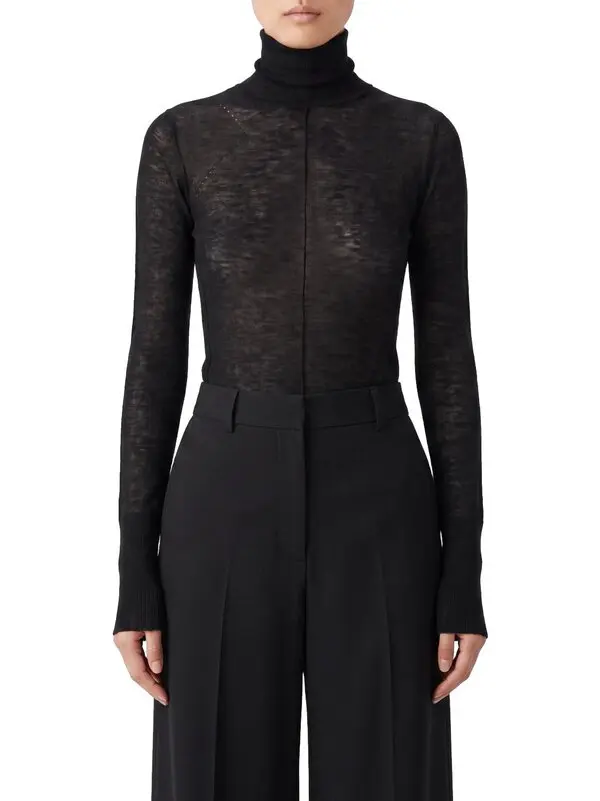 Elisabetta Franchi Ribbed Turtleneck Pullover - Black