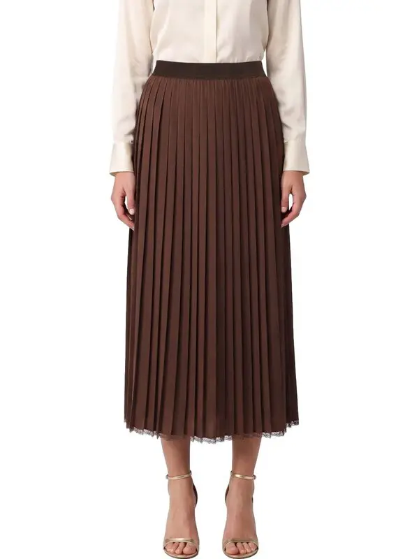 TWINSET Pleated Midi Skirt - Brown