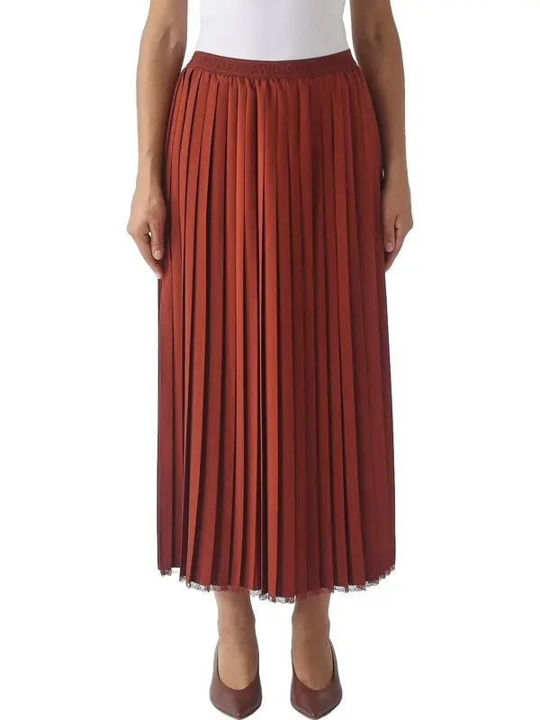 TWINSET Pleated Midi Skirt - Cherry