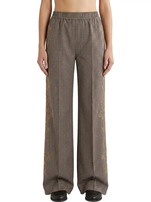 TWINSET Wide Leg Pants With Embroidered Detailing - Brown