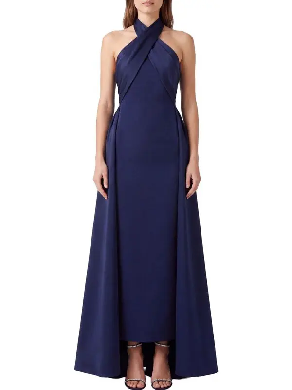 Solace London Halterneck Long Gown - Blue
