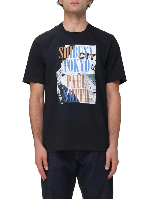 Paul Smith Graphic And Slogan Print Organic Cotton Crewneck T-shirt - Black
