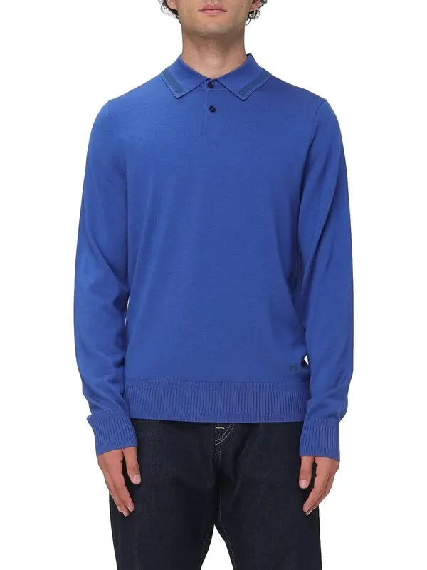 Paul Smith Long Sleeve Polo Sweater - Cobalt