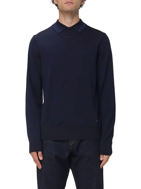 Paul Smith Long Sleeve Polo Sweater - Navy