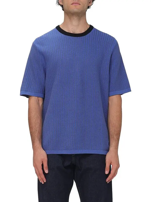 Paul Smith Ribbed Knit Short Sleeve Pullover - Indigo
