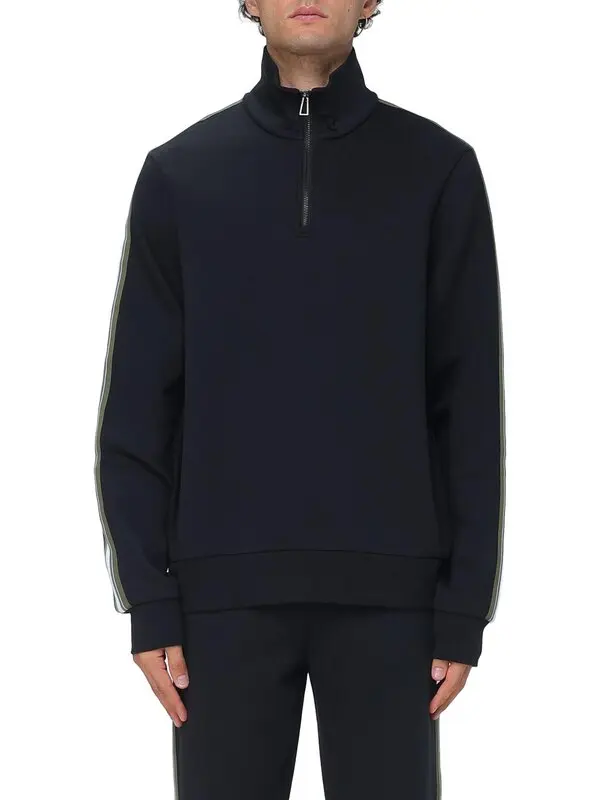 Paul Smith Sweatshirt With Striped Sleeves - Black