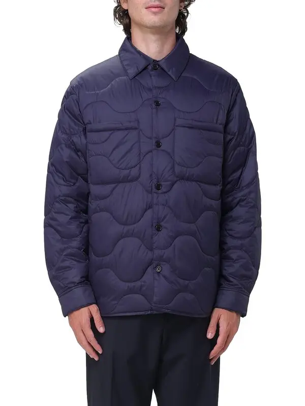 Paul Smith Abstract Print Organic Cotton Shirt With French Collar - Navy