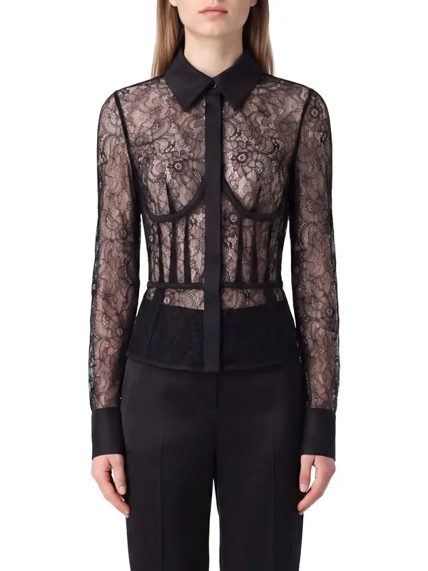Elisabetta Franchi Lace Corset Shirt - Black