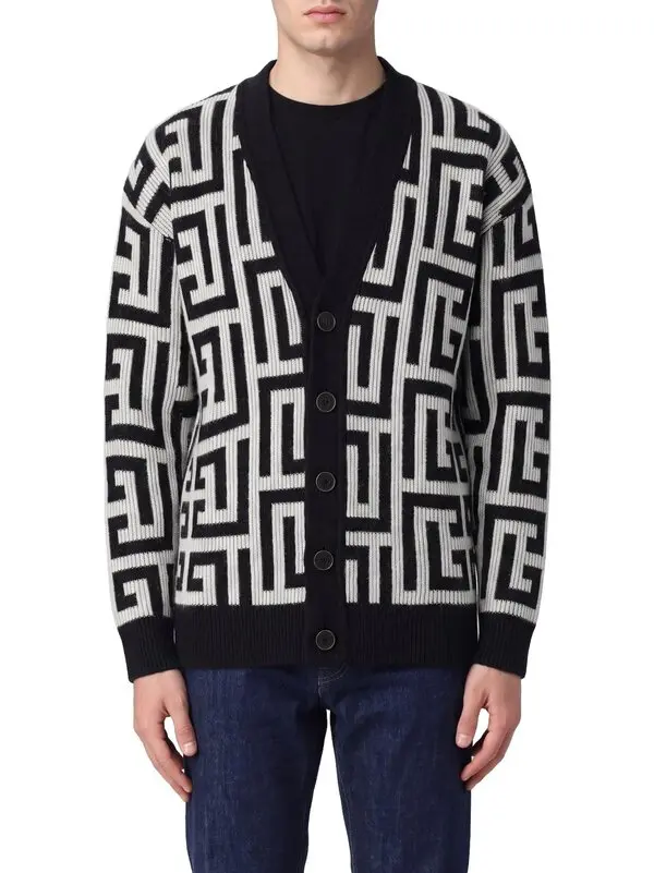 Balmain Monogram Knit Cardigan - White
