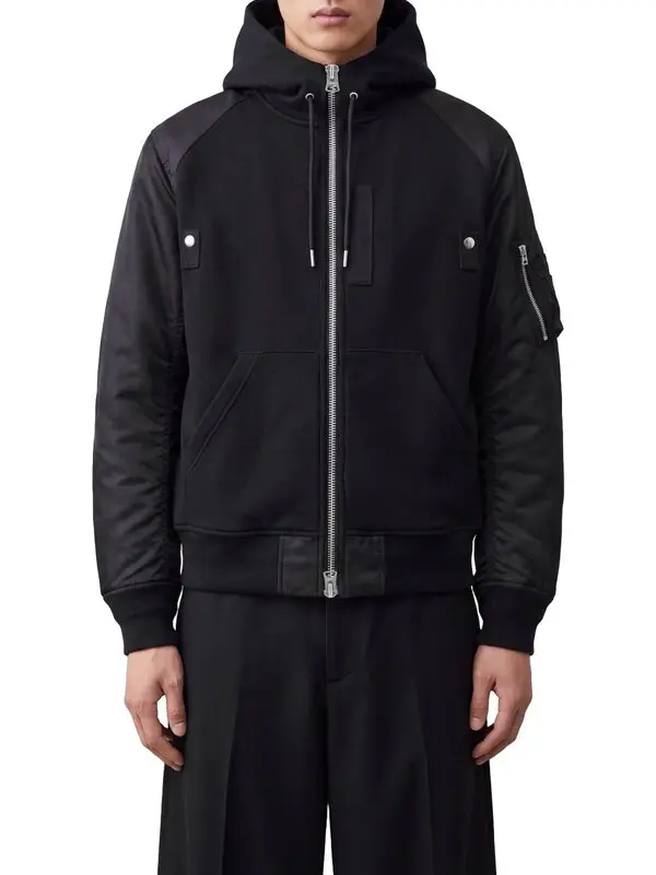 Sacai Zip-up Hoodie With Contrast Sleeves - Black