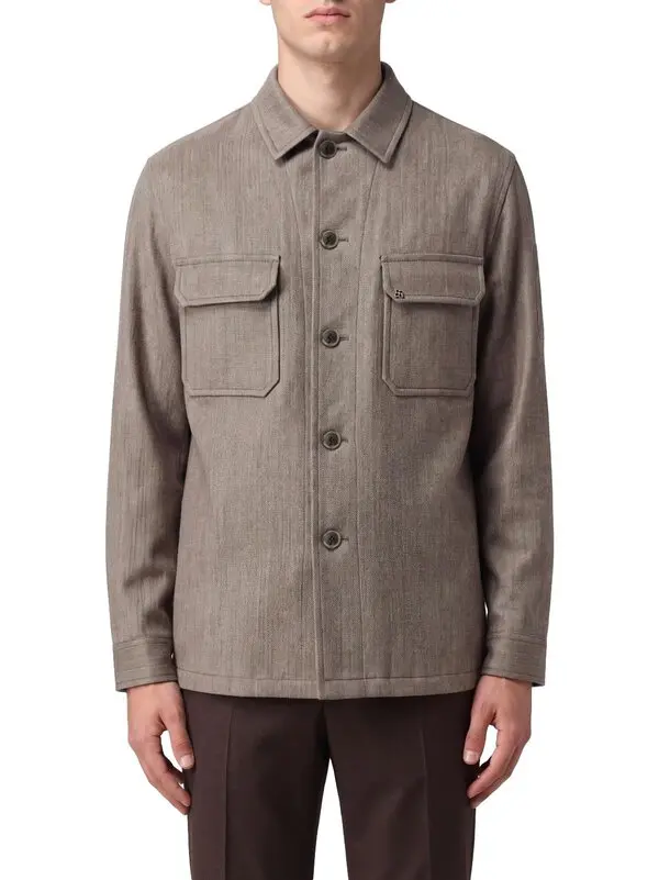 Tagliatore Textured Shirt Jacket - Brown