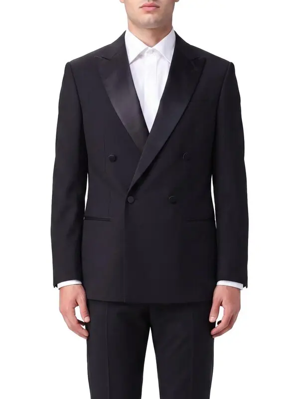 Giorgio Armani Double-breasted Shawl Lapel Jacket - Black