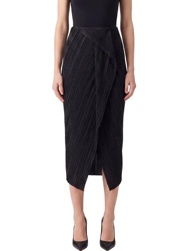 Calvin Klein High-waisted Midi Pencil Skirt With Front Slit - Black