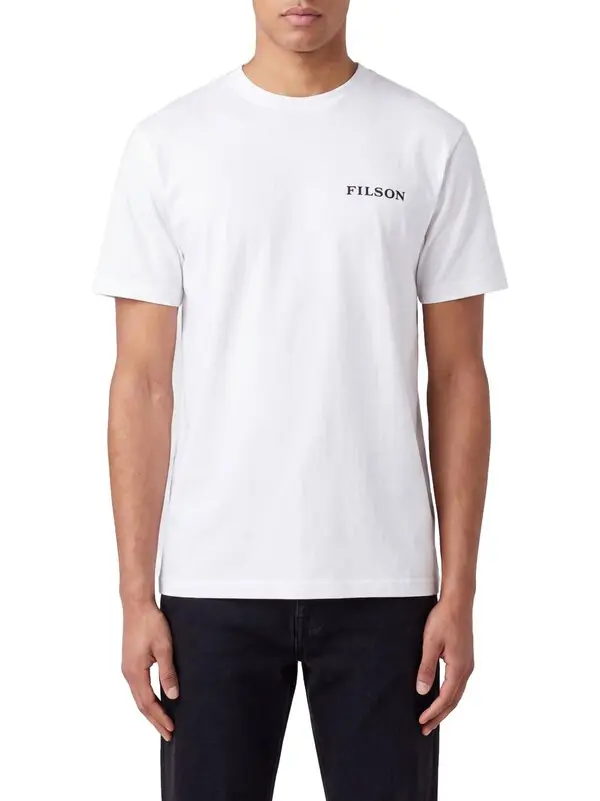 Filson Crewneck Cotton T-shirt With Front Contrast Logo - Brown