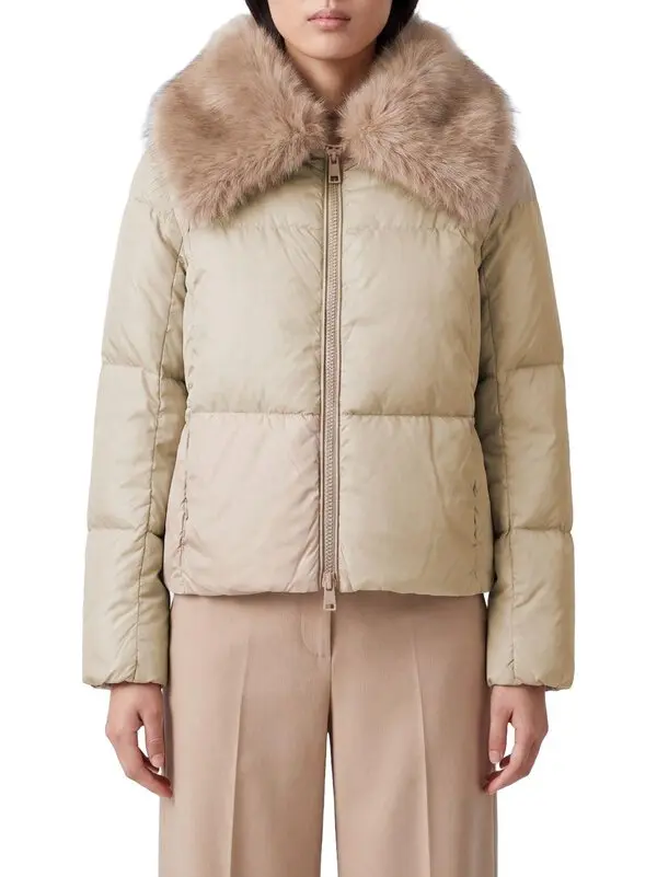 Herno Quilted Jacket With Fur Collar - White
