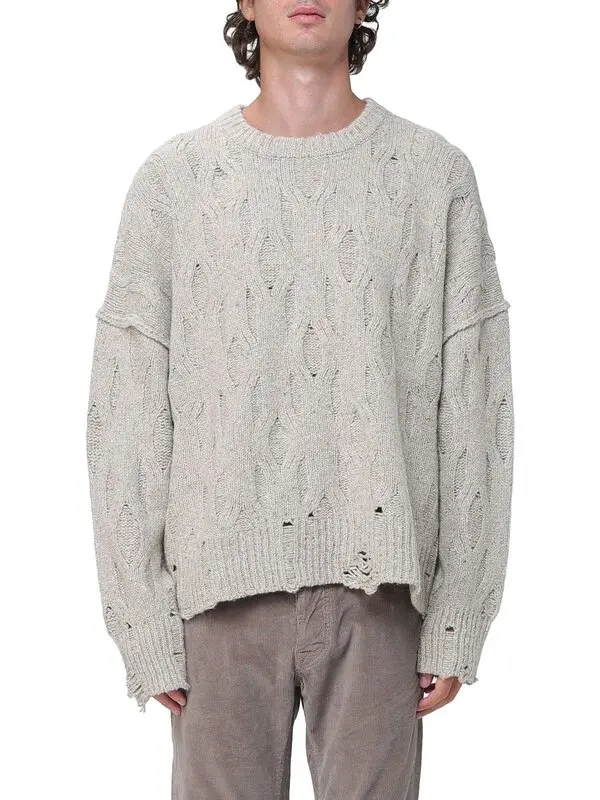 REPRESENT Distressed Cable Knit Sweater - Beige
